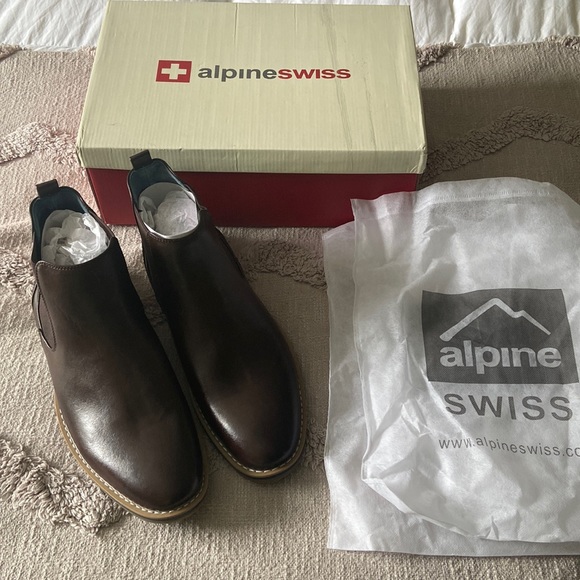 Alpine Swiss | Shoes | Nib Alpine Swiss Owen Brown Slip On Mens Boots ...